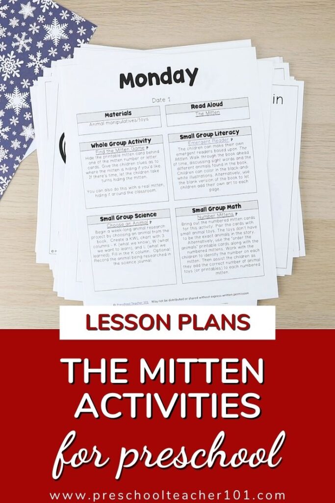 The Mitten Preschool Classroom Lesson Plans - Preschool Teacher 101