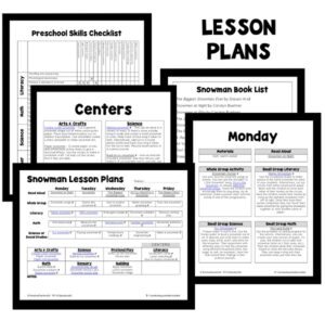 Snowman Theme Preschool Classroom Lesson Plans