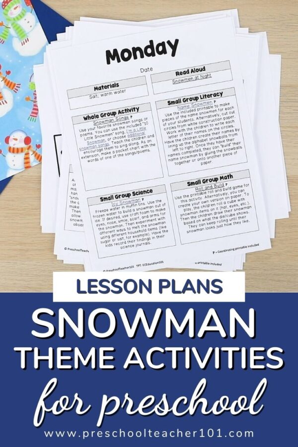 Snowman Theme Preschool Classroom Lesson Plans