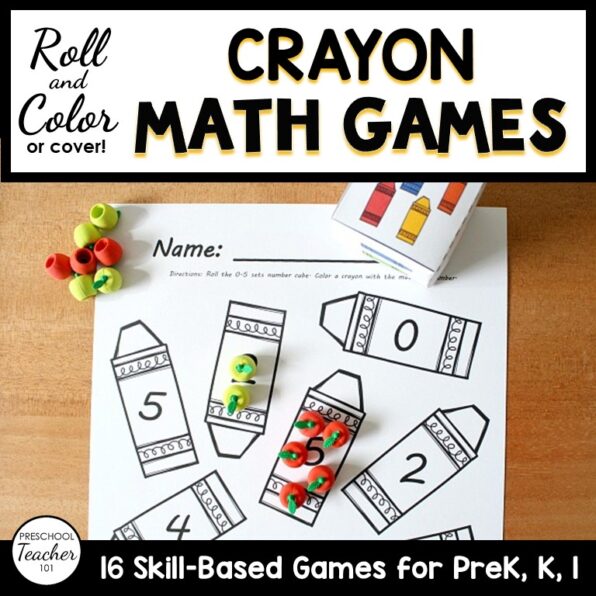 Crayon Roll and Color Math Games - Preschool Teacher 101