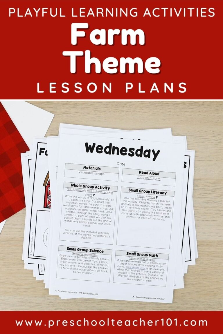 Farm Theme Preschool Classroom Lesson Plans - Preschool Teacher 101