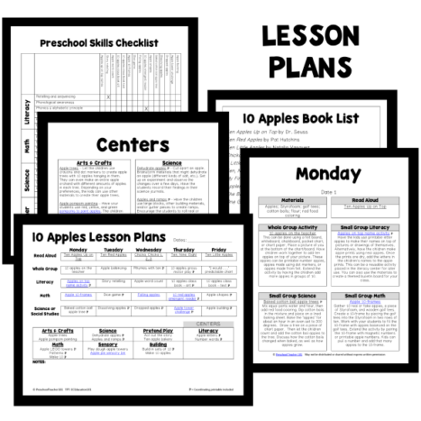 Ten Apples Theme Preschool Classroom Lesson Plans - Preschool Teacher 101
