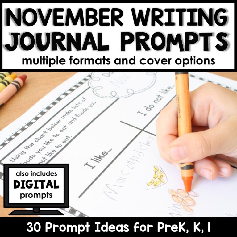 November Writing Journal Prompts - Preschool Teacher 101