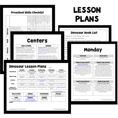 Dinosaur Theme Preschool Classroom Lesson Plans - Preschool Teacher 101