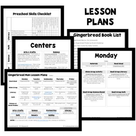 Gingerbread Man Theme Preschool Lesson Plans - Preschool Teacher 101