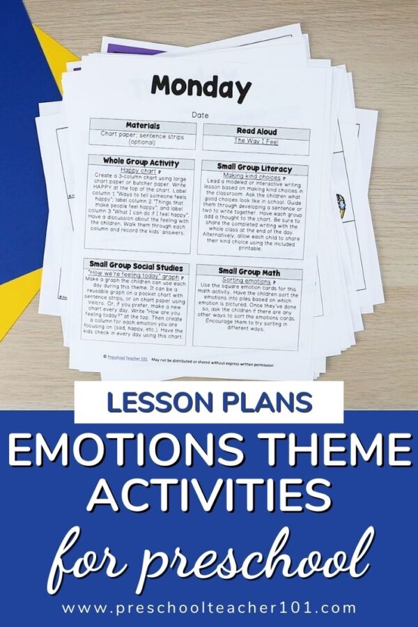 Emotions Theme Preschool Classroom Lesson Plans