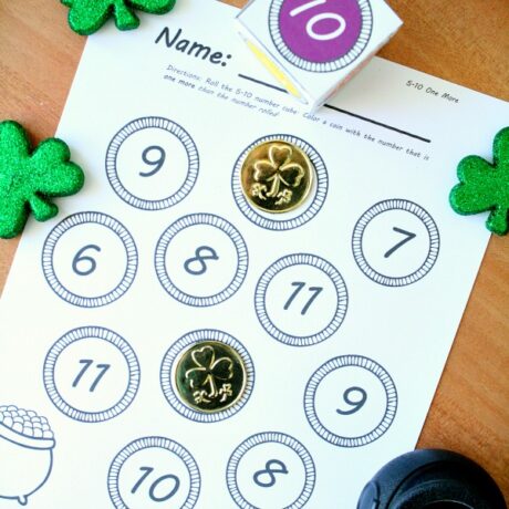 St. Patrick's Day Roll and Color Math Games - Preschool Teacher 101