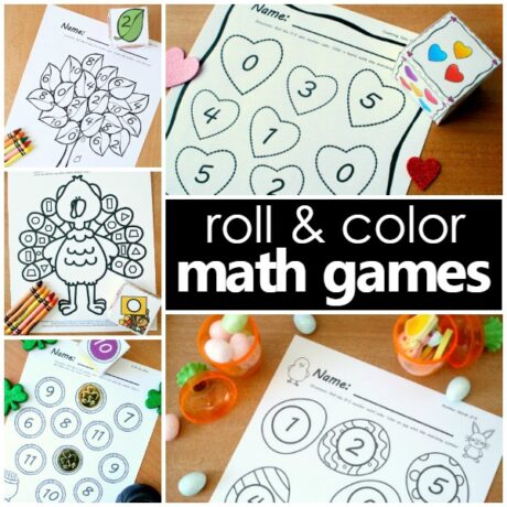 Fall Apple Roll and Color Math Games - Preschool Teacher 101