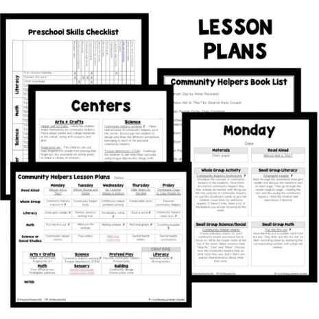 Community Helper Theme Preschool Classroom Lesson Plans - Preschool ...