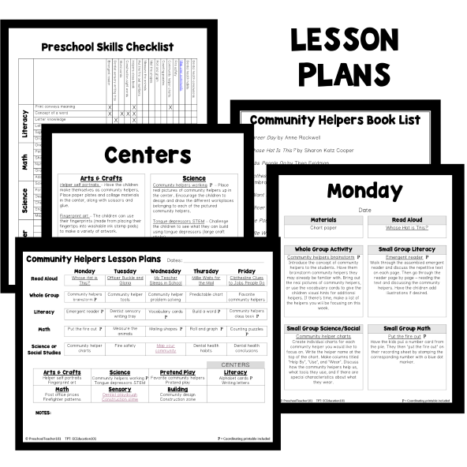 Community Helper Theme Preschool Classroom Lesson Plans - Preschool ...