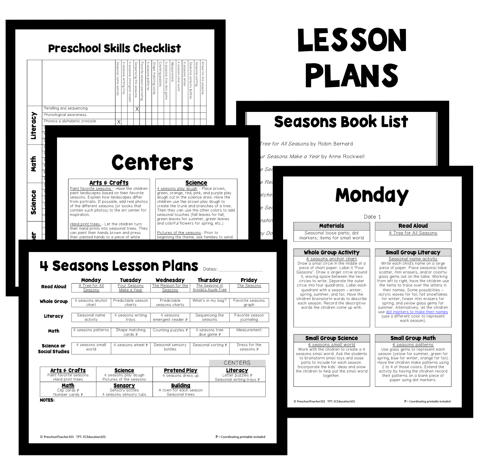 Seasons Theme Preschool Classroom Lesson Plans - Preschool Teacher 101