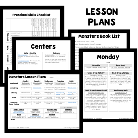 Monster Theme Preschool Classroom Lesson Plans - Preschool Teacher 101