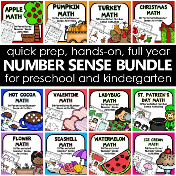 Number Sense Full Year Math Activity Bundle - Preschool Teacher 101