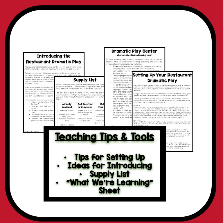 Restaurant Dramatic Play - Preschool Teacher 101