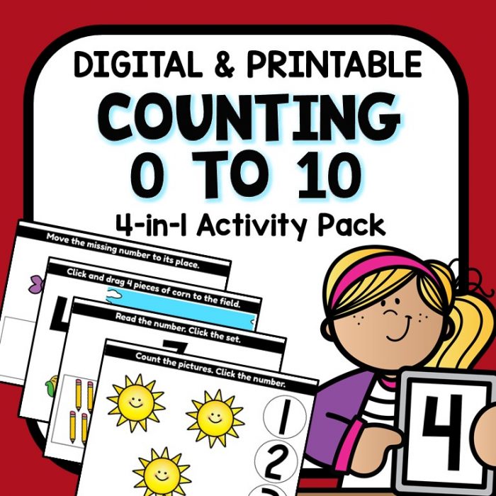4-in-1 Counting to 10 Digital Activities Bundle - Preschool Teacher 101