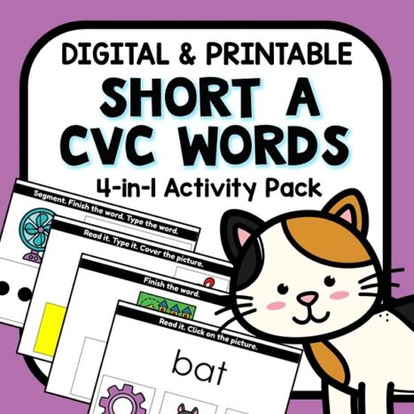 4-in-1 CVC Short A Digital Activities Bundle - Preschool Teacher 101