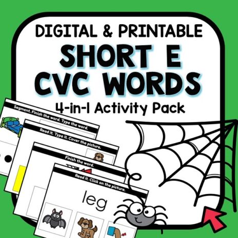 4-in-1 CVC Short E Digital Activities Bundle - Preschool Teacher 101