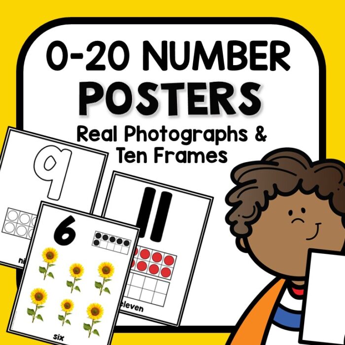 Number Posters 0-20 with Real Photos - Preschool Teacher 101