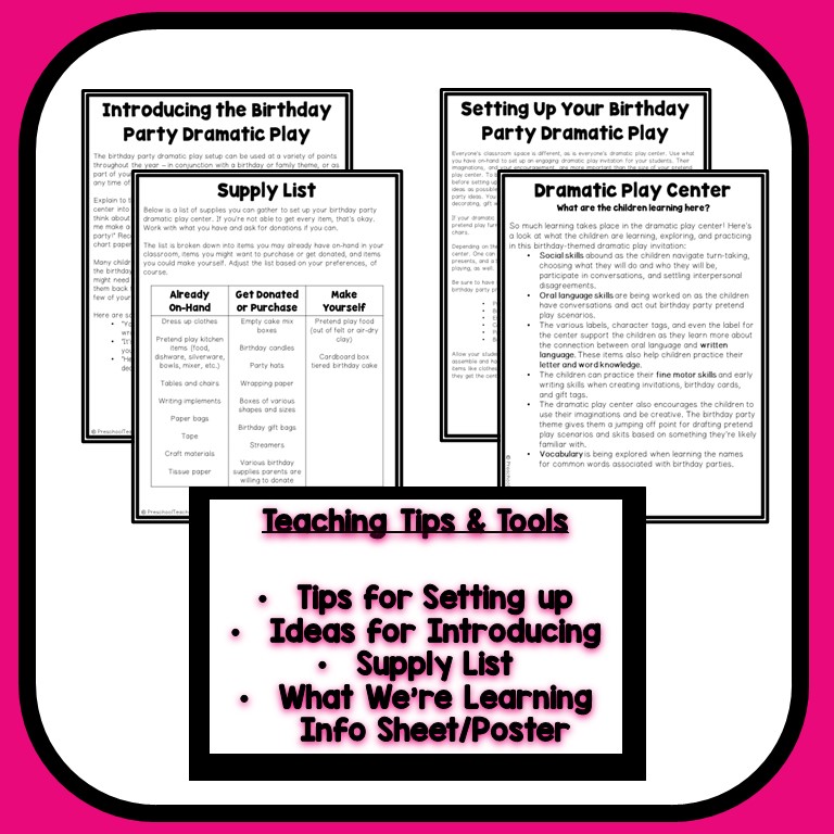 Birthday Party Dramatic Play - Preschool Teacher 101