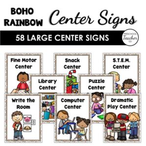 Boho Center Signs - Preschool Teacher 101