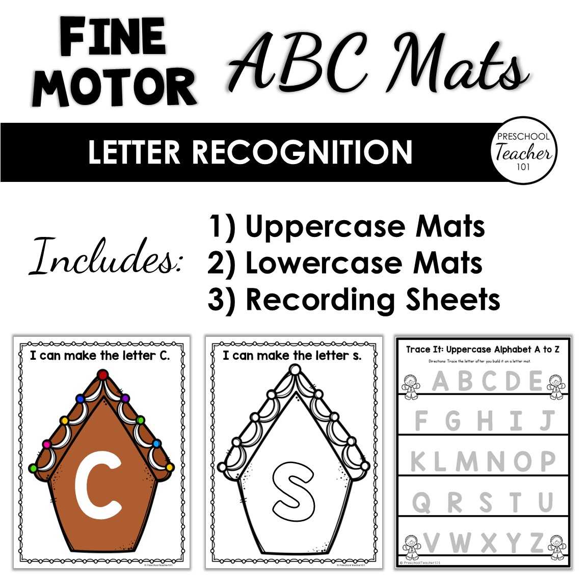 Gingerbread ABC Fine Motor Mats - Preschool Teacher 101