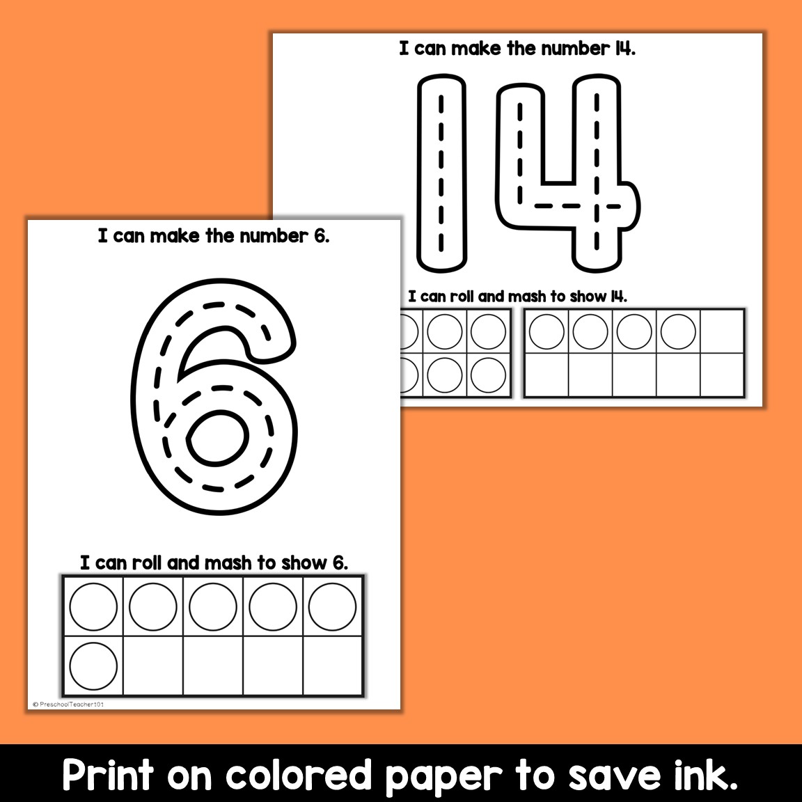 Counting Numbers to 20 Play Dough Mats - Preschool Teacher 101