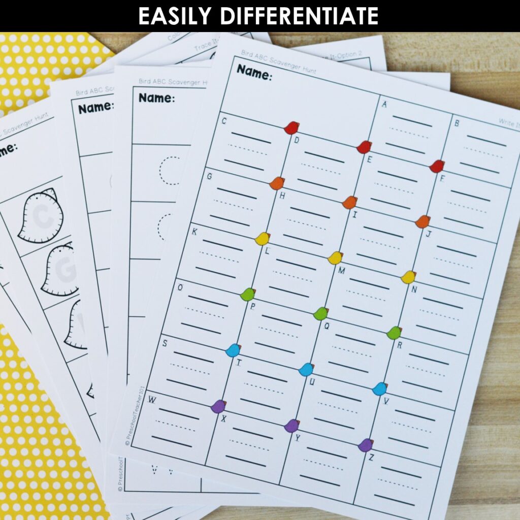 Bird ABC Scavenger Hunt - Preschool Teacher 101