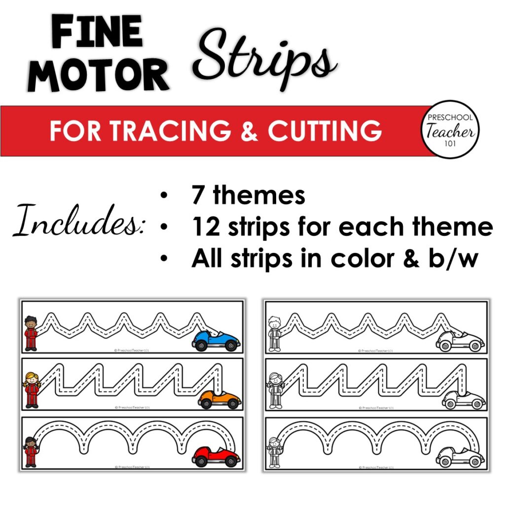 Preschool Favorites Fine Motor and Tracing Strips - Preschool Teacher 101