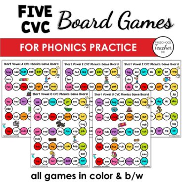 Short Vowel CVC Word Board Games - Preschool Teacher 101
