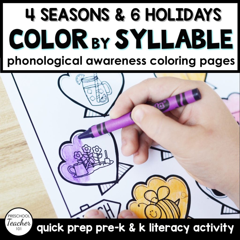 Color by Syllable Activities for the Year - Preschool Teacher 101