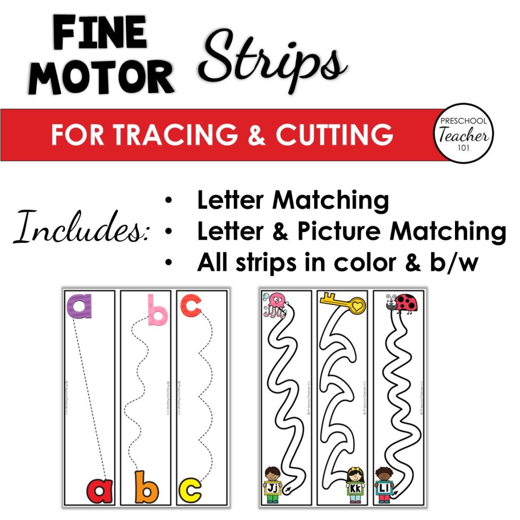 Alphabet Fine Motor Tracing and Cutting Strips - Preschool Teacher 101