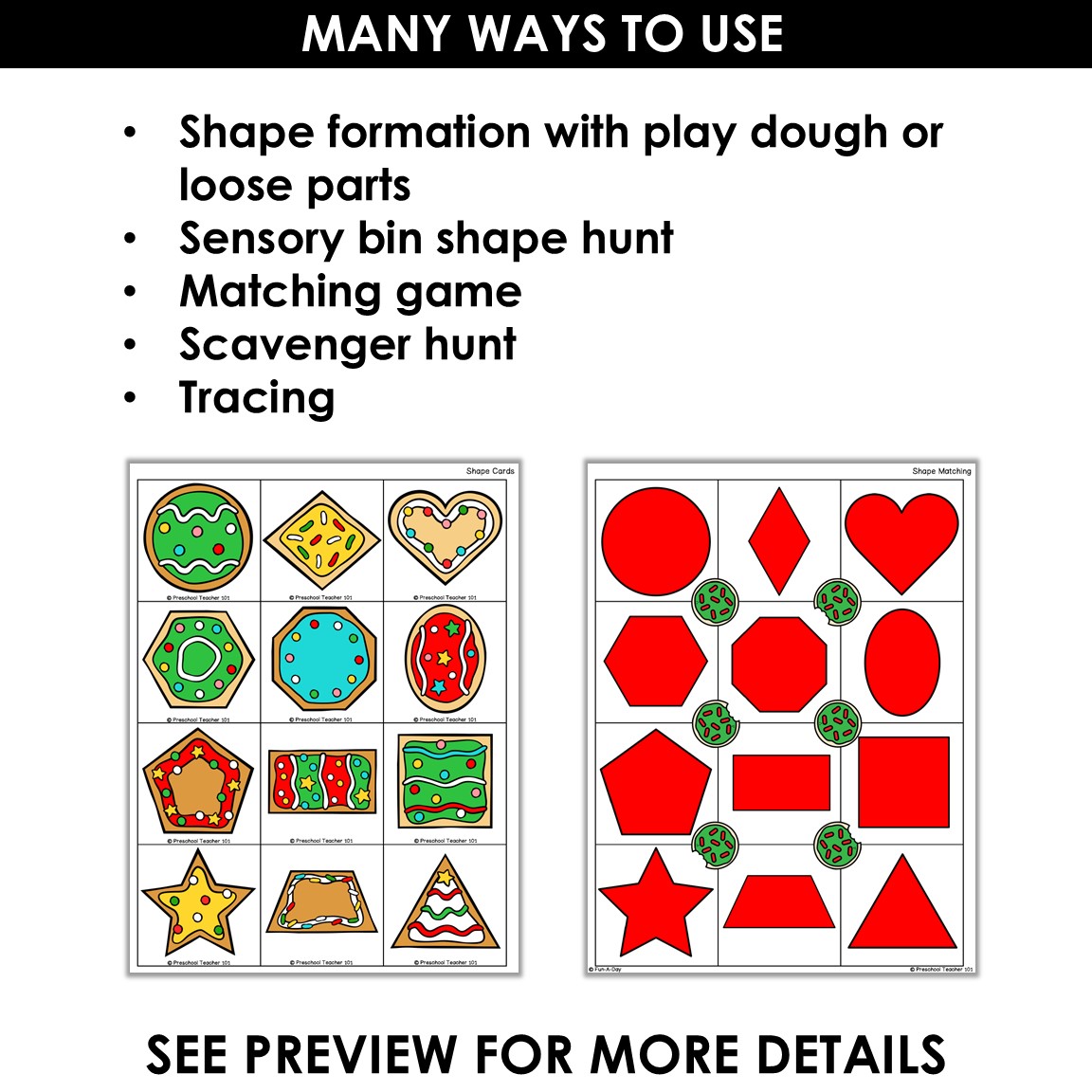 Christmas Cookie Shape Mats - Preschool Teacher 101
