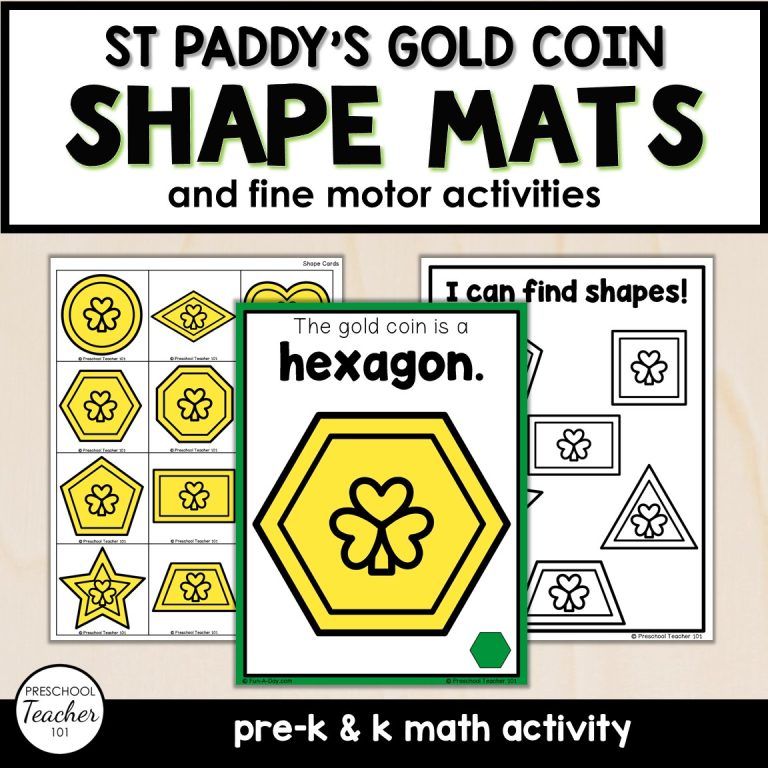 St. Patrick’s Day Gold Coin Shape Mats - Preschool Teacher 101