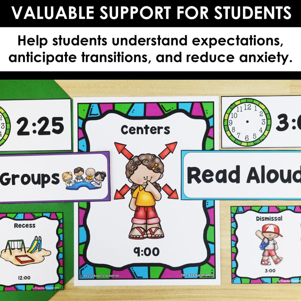 Cool Colors Visual Schedule Cards - Preschool Teacher 101
