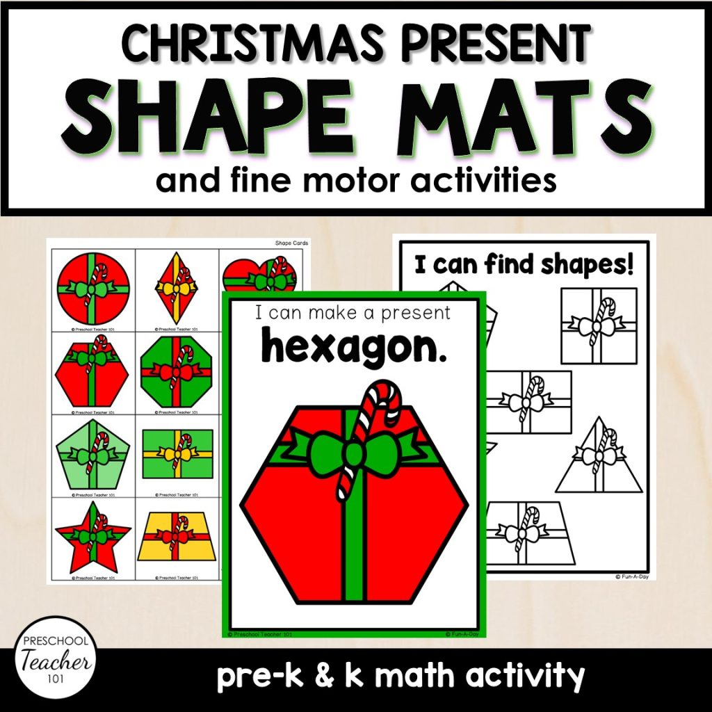 Christmas Present Shape Mats - Preschool Teacher 101