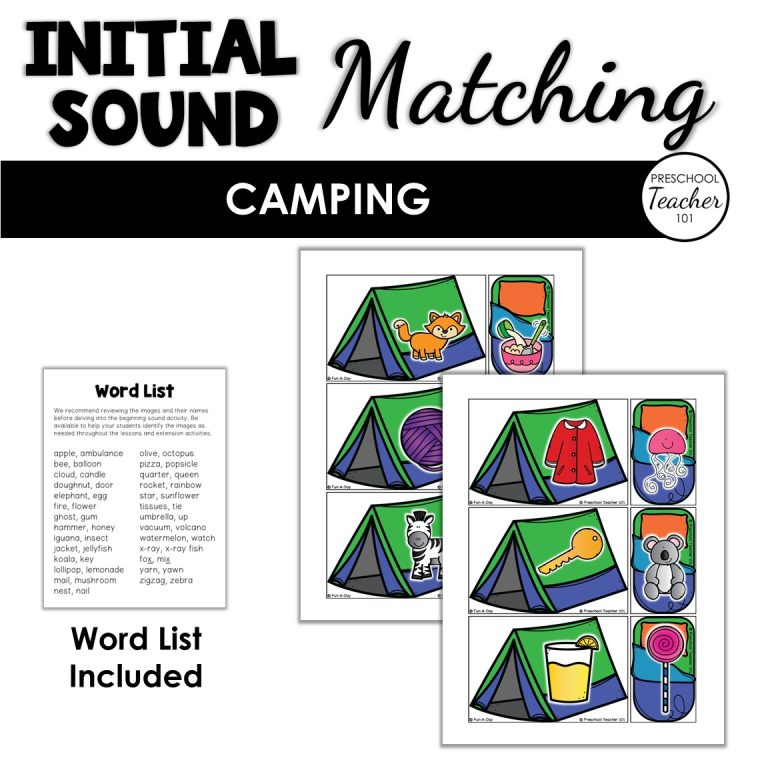 Camping Beginning Sounds Activities - Preschool Teacher 101