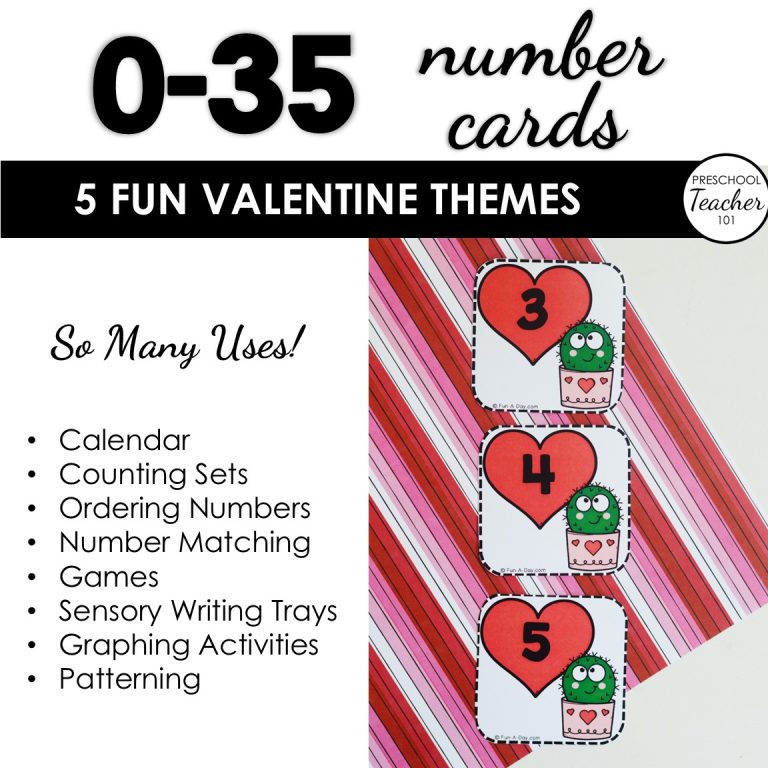Valentine's Day Calendar and Number Cards - Preschool Teacher 101