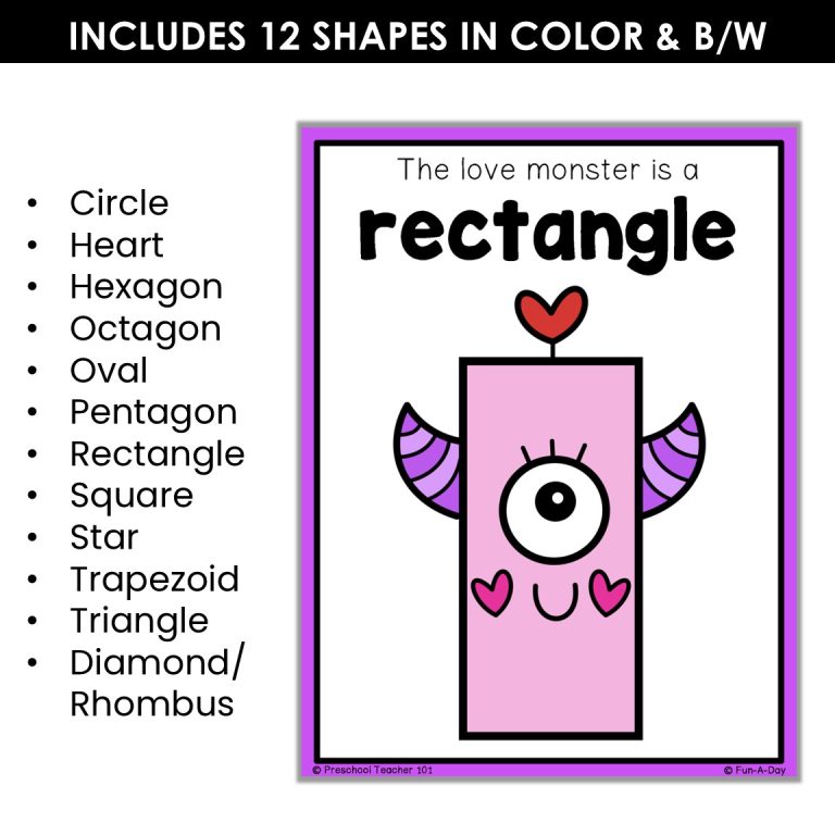 Valentine Love Monster Shape Mats - Preschool Teacher 101