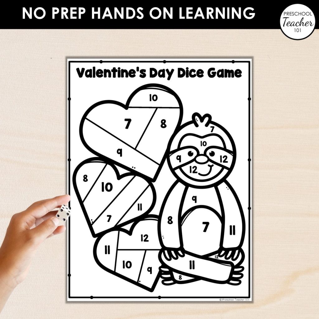 Valentine's Day Math Dice Games - Preschool Teacher 101