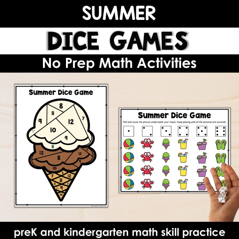 Summer Math Dice Games - Preschool Teacher 101