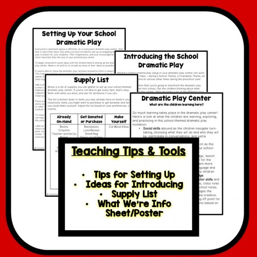 School Theme Dramatic Play - Preschool Teacher 101